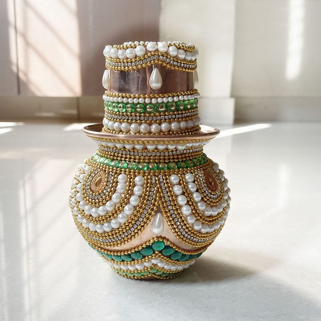 Decorative Copper Kundan Handcrafted Kalash 8 - aabhaas design and craft